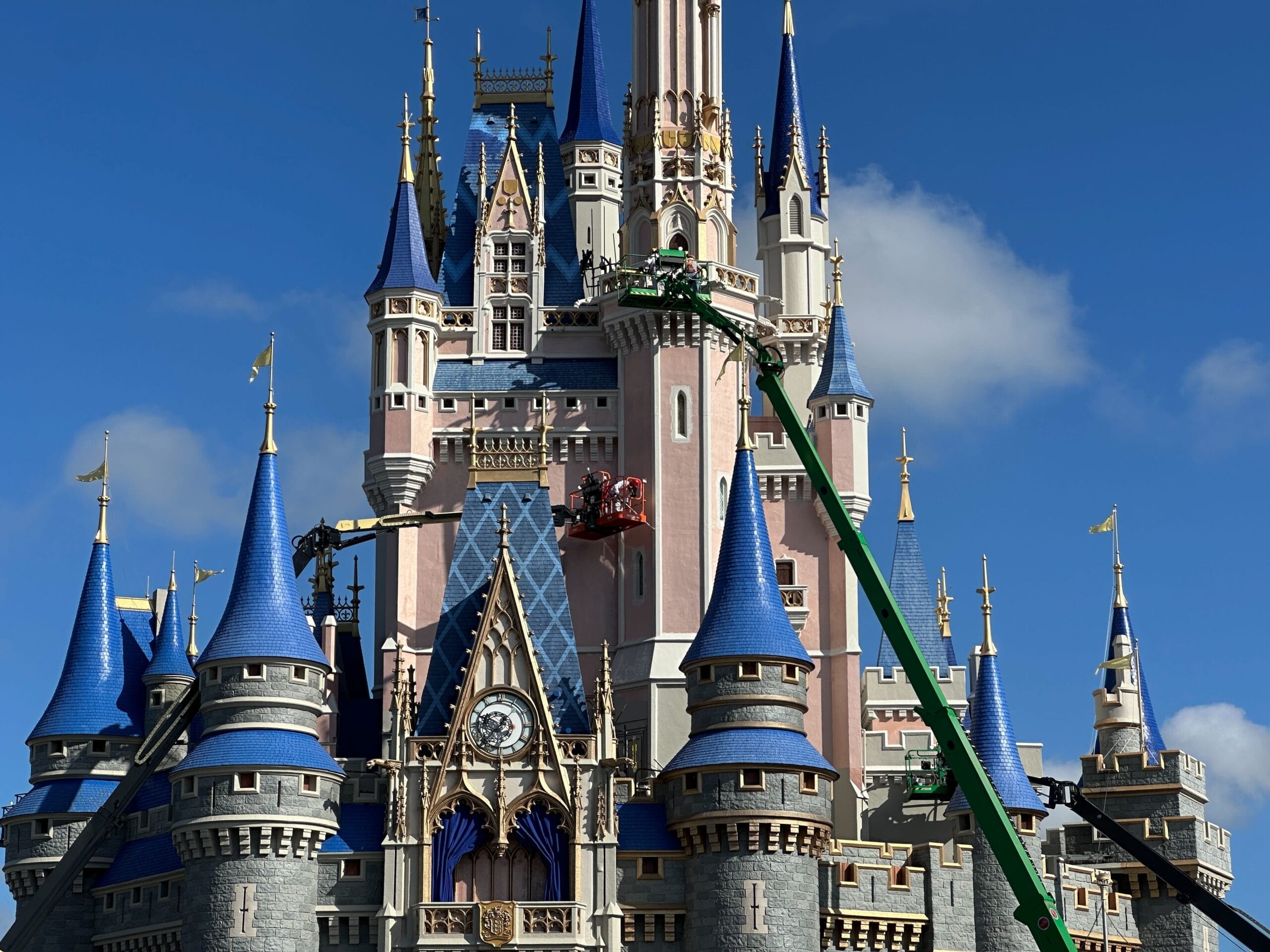 Cinderella Castle Painting Continues with Tallest Tower at Magic ...