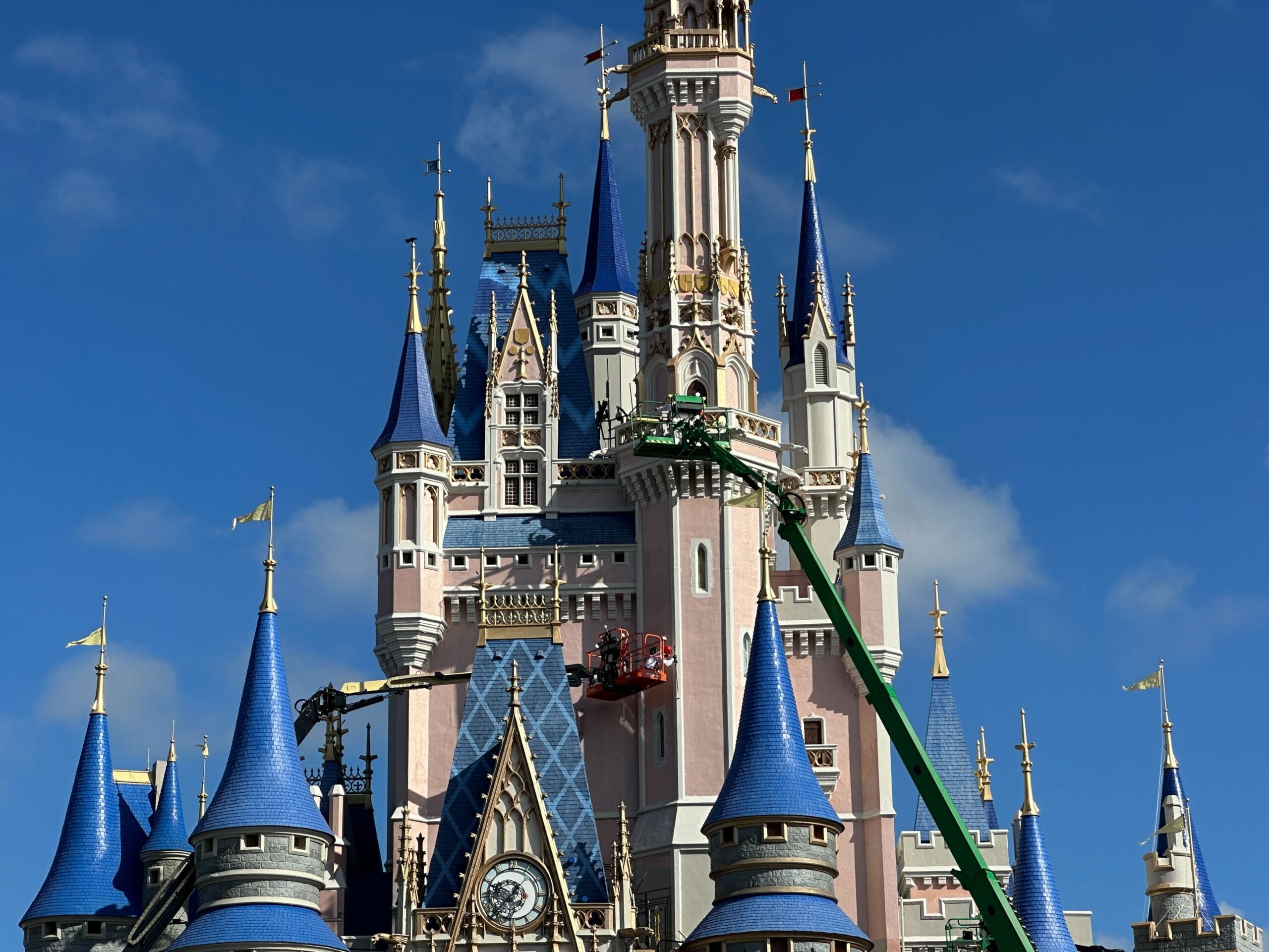 Cinderella Castle Painting Continues with Tallest Tower at Magic ...