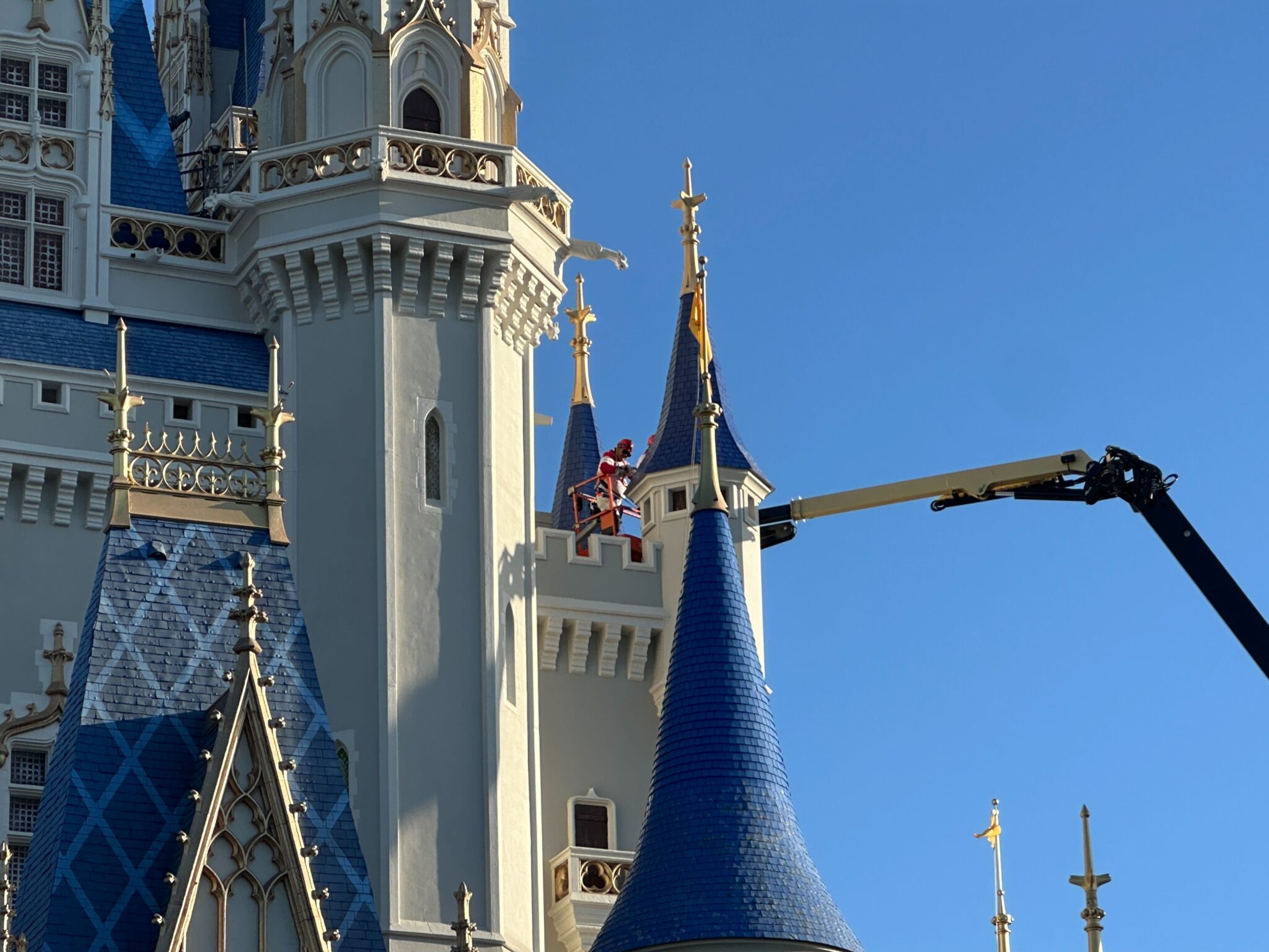 Cinderella Castle Painting Continues on Blue Rooftops - Disney by Mark