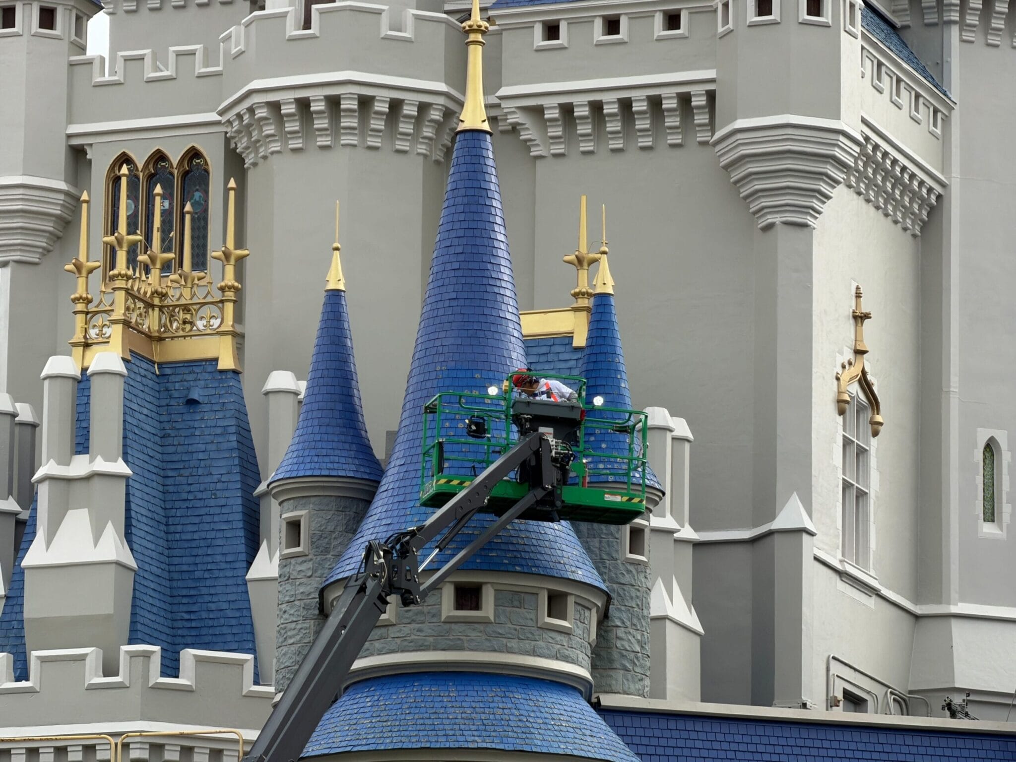 Cinderella Castle Towers Getting Brighter Blue Paint - Disney by Mark