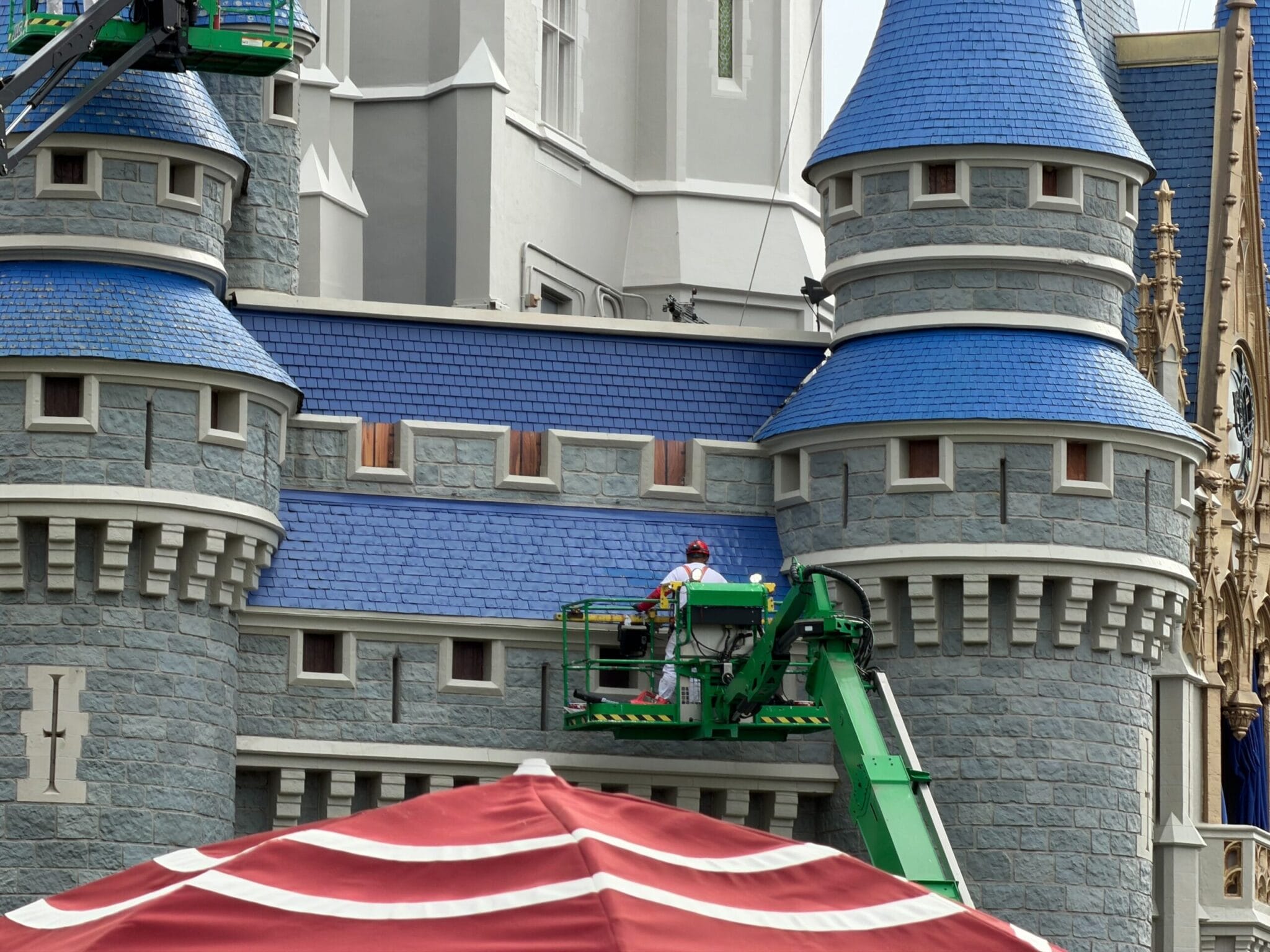 Cinderella Castle Towers Getting Brighter Blue Paint - Disney by Mark