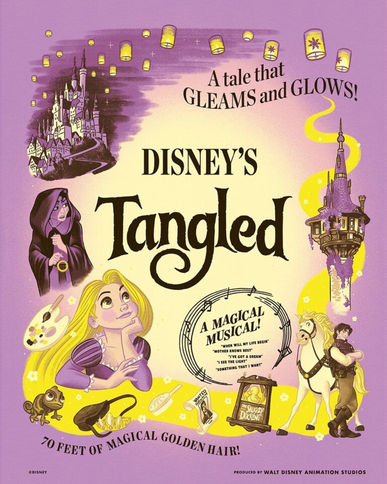 ‘Tangled’ and ‘Encanto’ Posters Reimagined in Retro Style - Disney by Mark