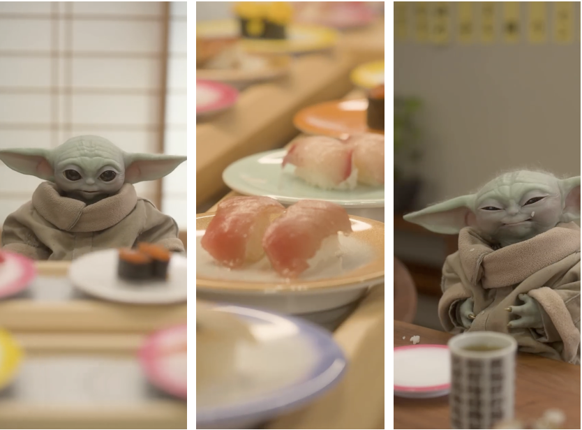 Grogu Discovers Conveyor Belt Sushi in New 'The Mandalorian and Grogu ...