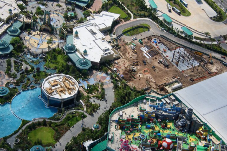 Future Epic Universe Events Center Goes Vertical as Construction ...