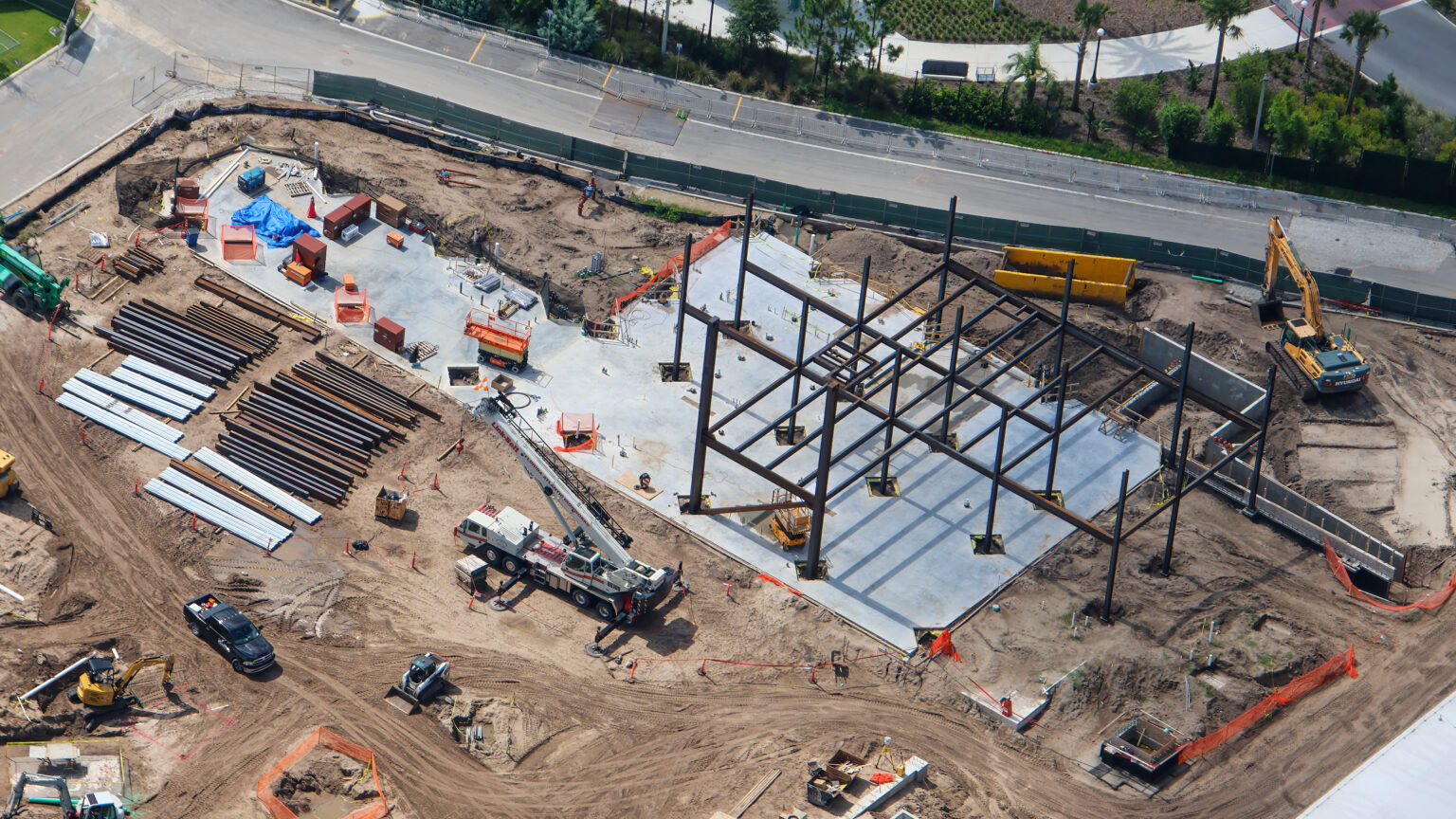 Future Epic Universe Events Center Goes Vertical as Construction ...